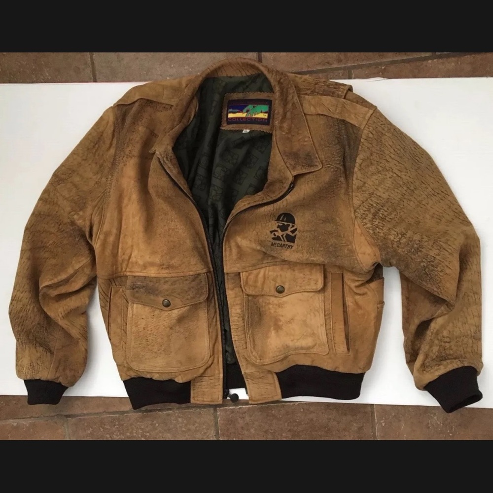 Tony Nowak Authentic Rare Brown Leather Jacket Xl Mad… - Gem